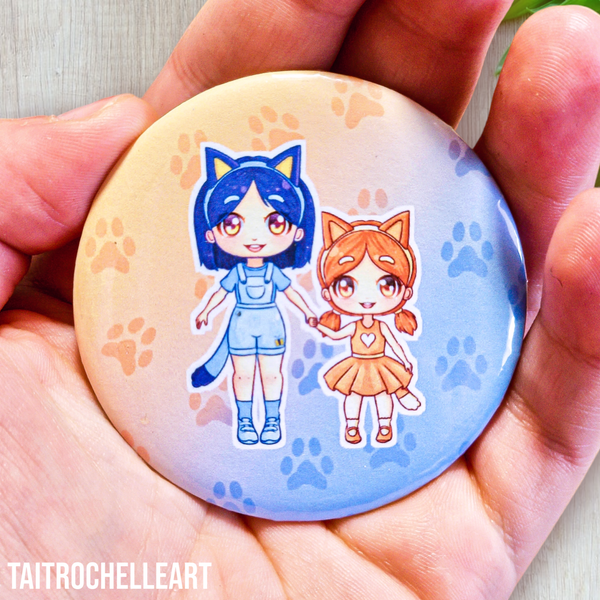 Human Bluey and Bingo Badge – Tait Rochelle Art